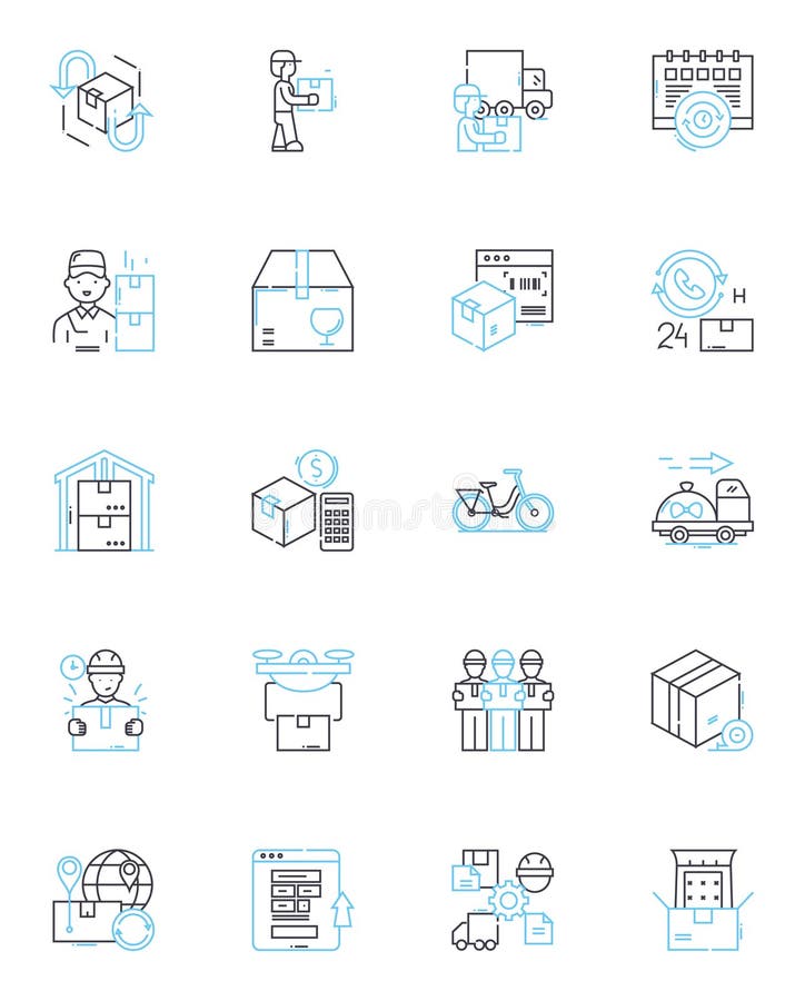 Distribution Services Linear Icons Set. Supply, Logistics, Dispatch ...
