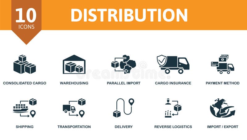 Distribution Set. Creative Icons. Editable Elements. Stock Vector ...