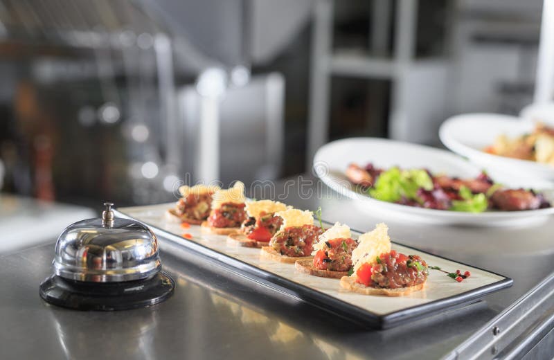The Distribution Table in the Kitchen of the Restaurant Stock Photo ...