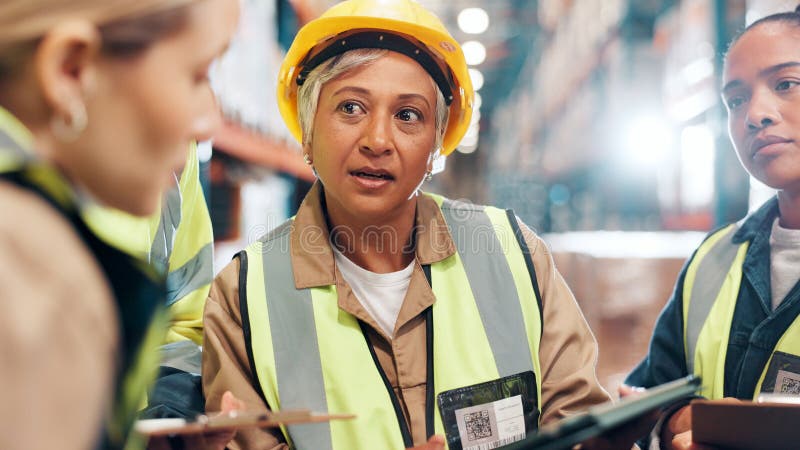 Distribution, Tablet and Team with Conversation, Clipboard and Advice ...