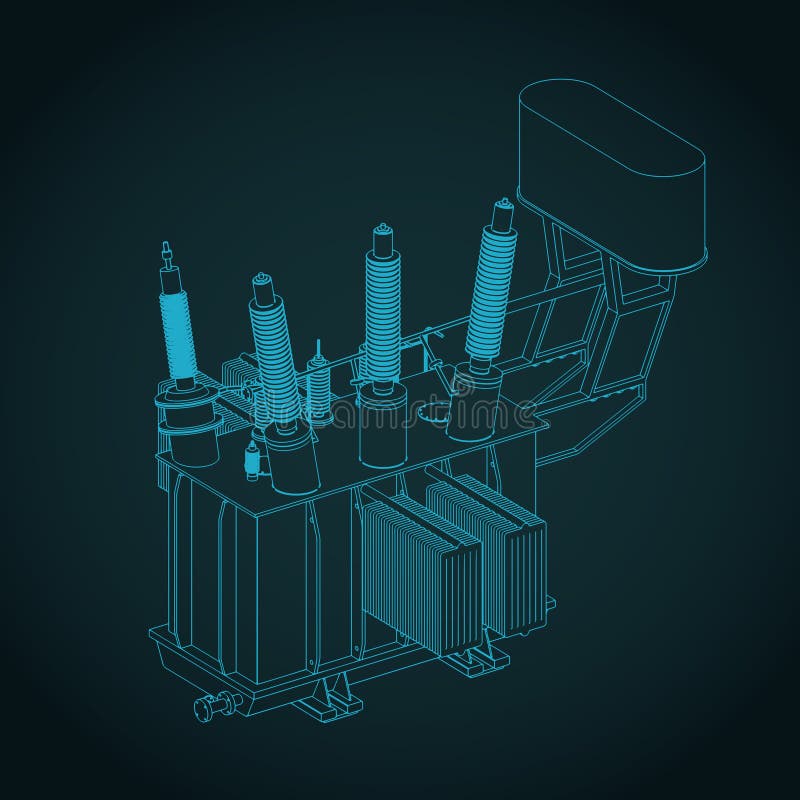 Distribution Transformer Isometric Blueprint Stock Illustration ...