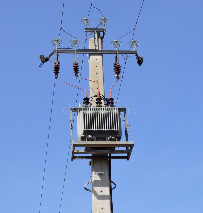 Distribution Transformer on Pole Stock Photo - Image of electric ...