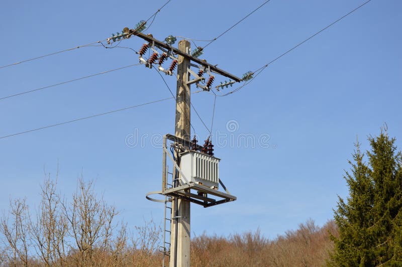 Distribution Transformer on Pole Stock Image - Image of distribution ...