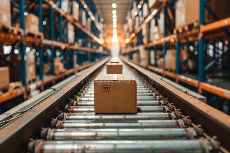 Distribution Warehouse with a Conveyor Belt, Modern Distribution ...