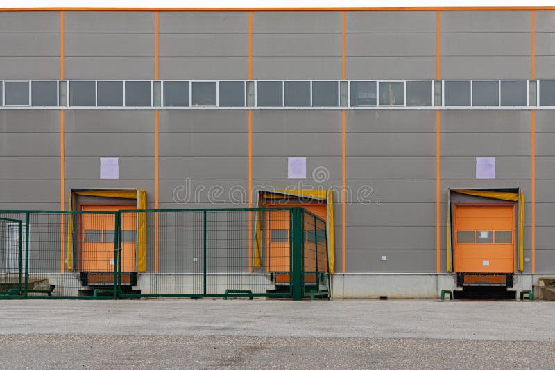 Distribution Warehouse Doors Stock Photo - Image of storage, structure ...