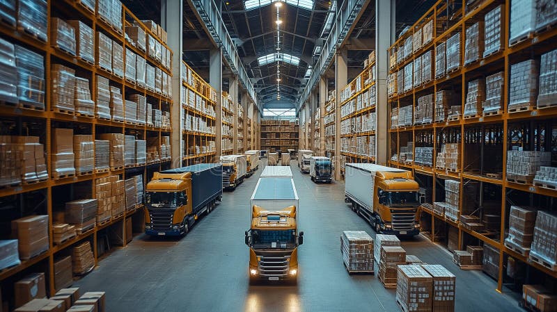 Large Distribution Warehouse, Complex Layout of Aisles, Shelves and ...