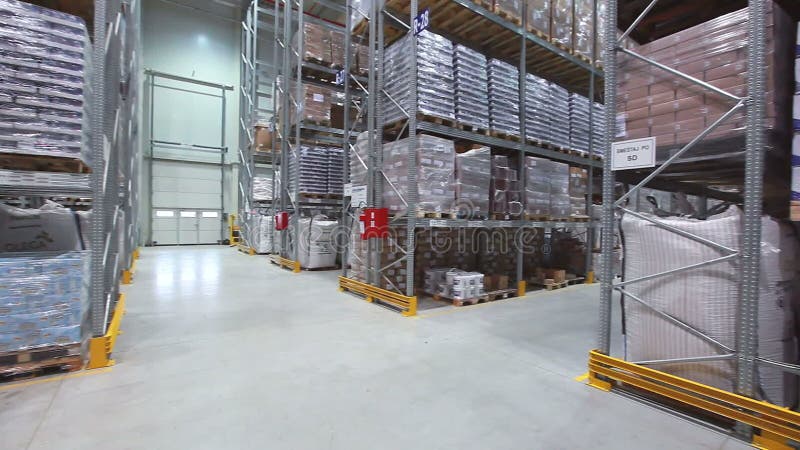 Distribution Warehouse with Trucks of Different Capacity. Aerial View ...