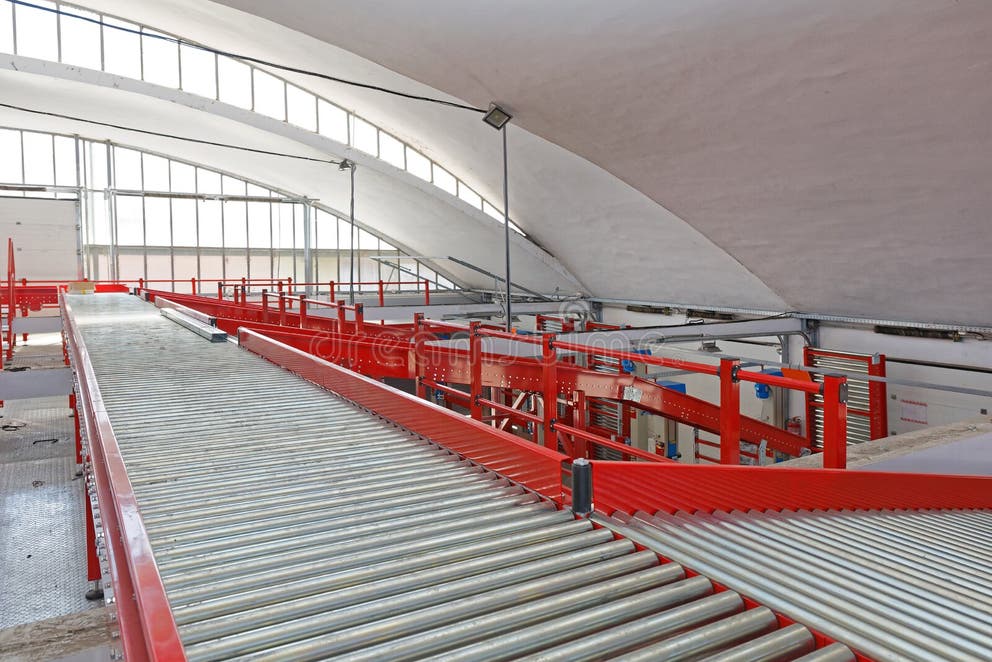 Distribution Warehouse Shipping Stock Photo - Image of belt, rollers ...