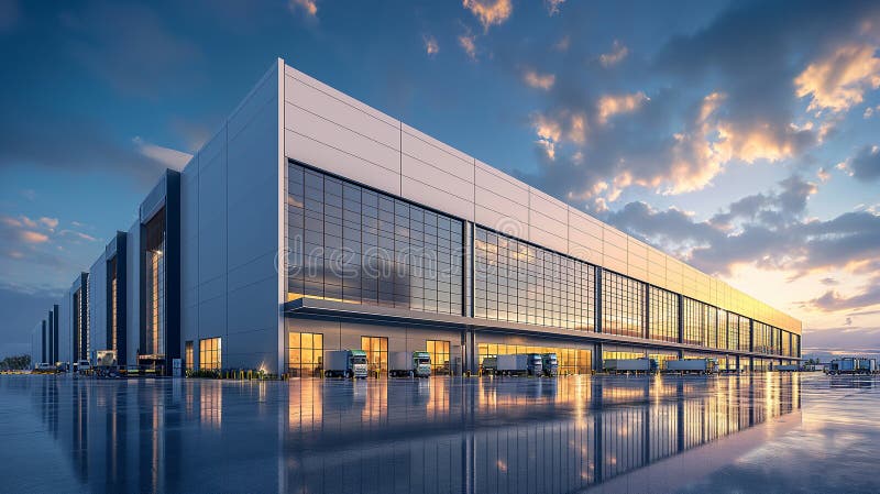 Distribution Warehouse with Trucks of Different Capacity Stock ...