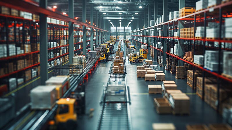 Distribution Warehouse with Trucks of Different Capacity Stock Image ...