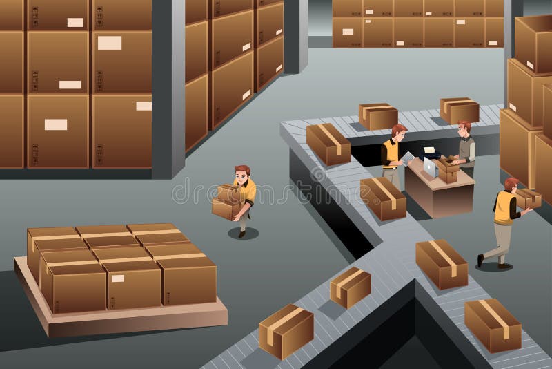 Distribution warehouse stock vector. Illustration of worker - 43838815
