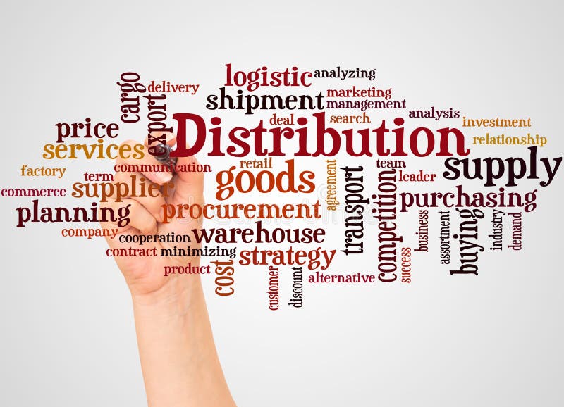 Distribution Word Cloud Hand Sphere Concept Stock Illustration ...