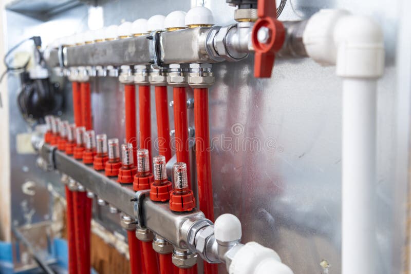 Distributor of Central Heating. Pipes on Central Heating Distributor ...