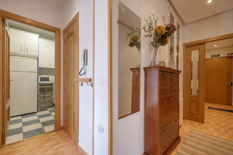 Distributor Corridor of a House with Stoneware Floors, Oak Doors, a ...