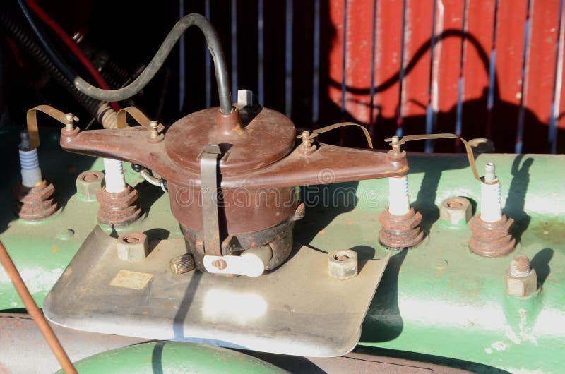 Distributor of a 4 Cylinder Vintage Car Engine Stock Image - Image of ...