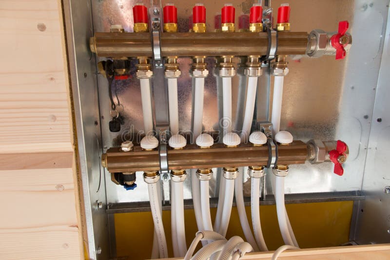 Distributor for Floor Heating Water Stock Photo - Image of valves ...