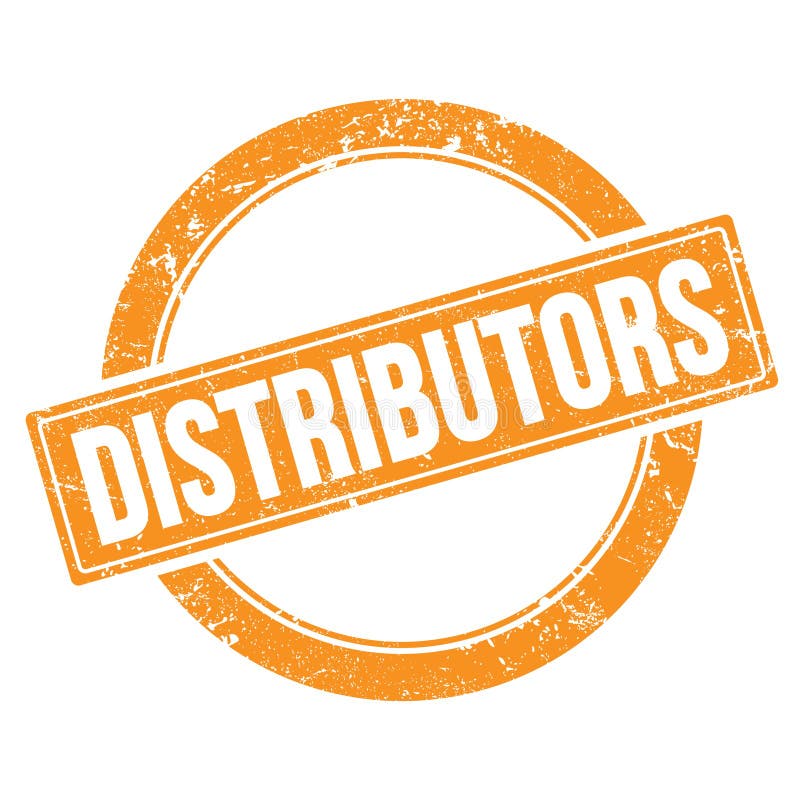 DISTRIBUTORS Text on Orange Grungy Round Stamp Stock Illustration ...