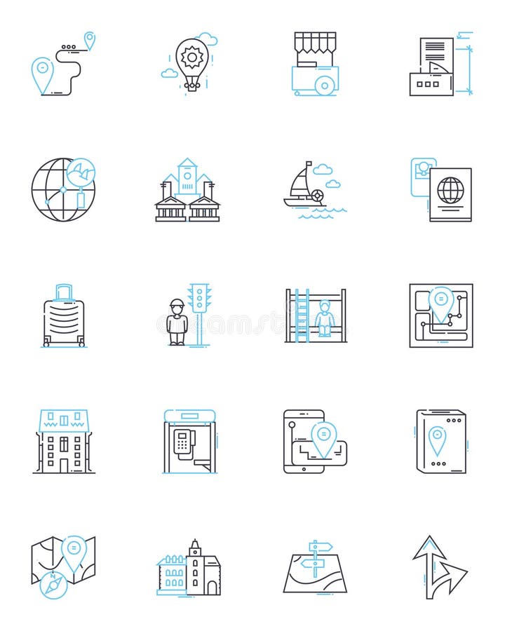 District Chart Linear Icons Set. Analysis, Visualization, Comparison ...