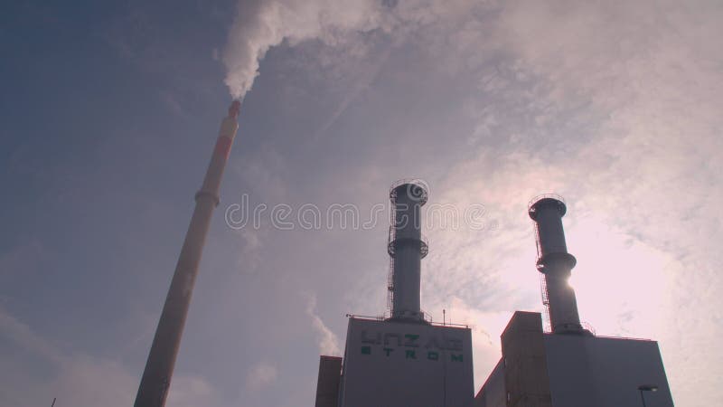 District Heating Plant with Smoke Stack Stock Video - Video of warm ...
