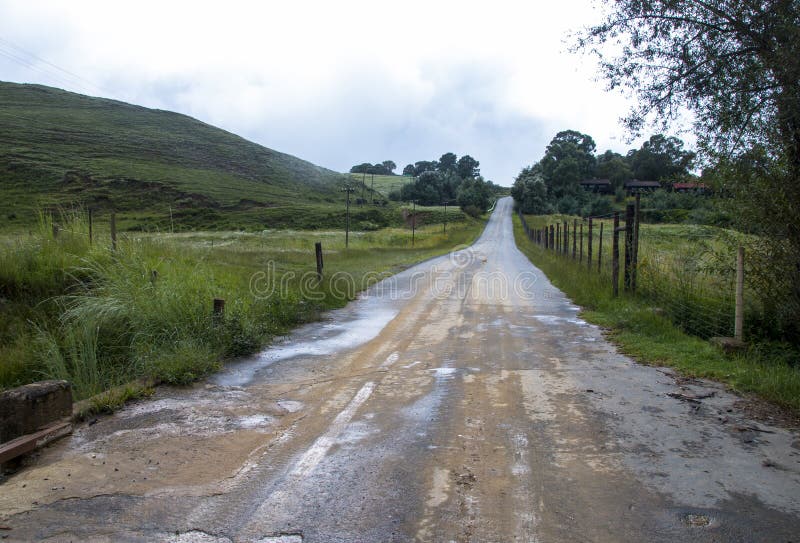 District Road Leading through Countryside Stock Photo - Image of blue ...