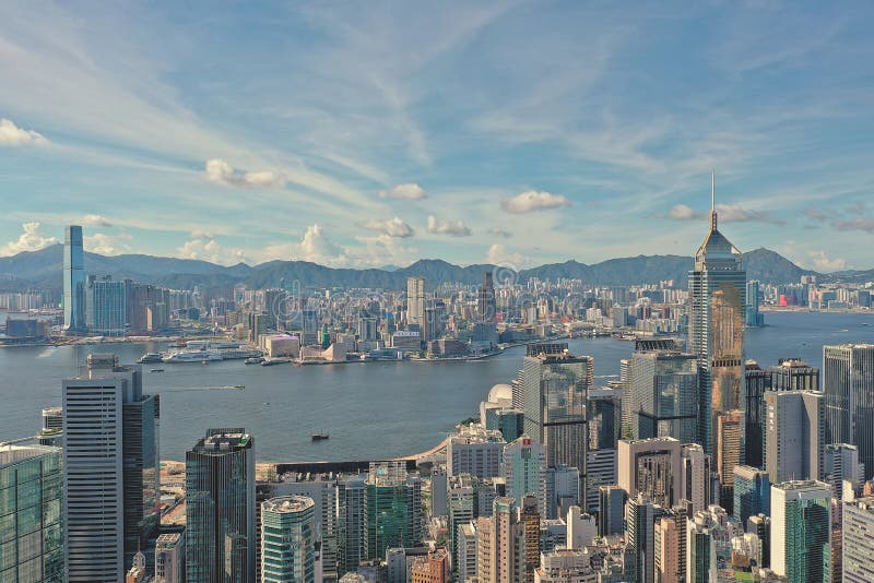 Distrito De Wan Chai, Hong Kong, 1 De Julio De 2019 Fotografía ...