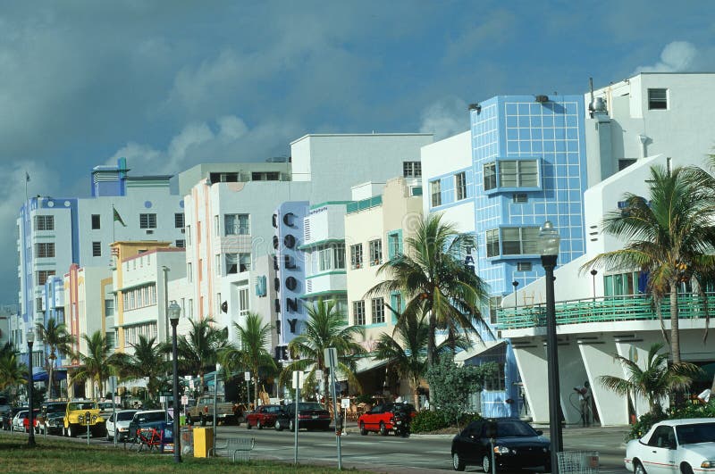 Distrito Art Déco, South Beach Miami, FL Imagem de Stock Editorial ...