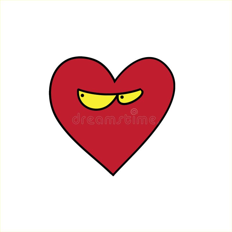 Distrustful Heart with Yellow Eyes Stock Vector - Illustration of ...