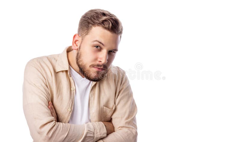 Distrustful Male on White Background Stock Image - Image of confident ...