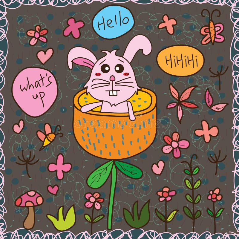Disturb Rabbit Hello Seamless Pattern Stock Vector - Illustration of ...