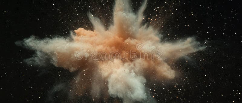 Disturbed Dust Cloud with Dynamic Motion Blur Against Black Backdrop ...