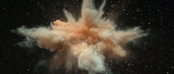 Disturbed Dust Cloud with Dynamic Motion Blur Against Black Backdrop ...