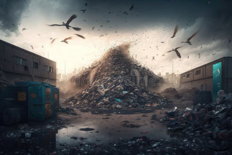 Disturbed Urban Landscape in Form of Overflowing Garbage Dump Stock ...