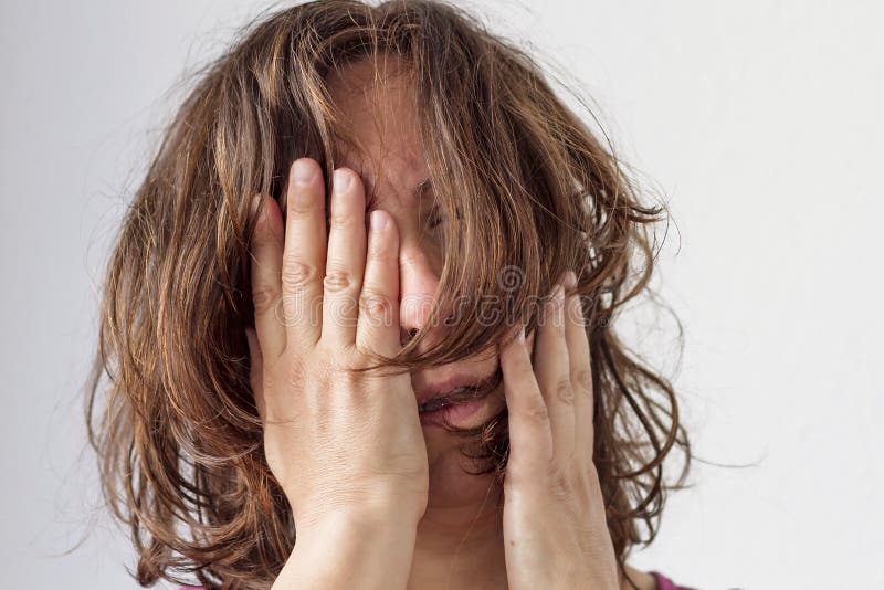 A disturbed woman stock photo. Image of mental, depressed - 185525944