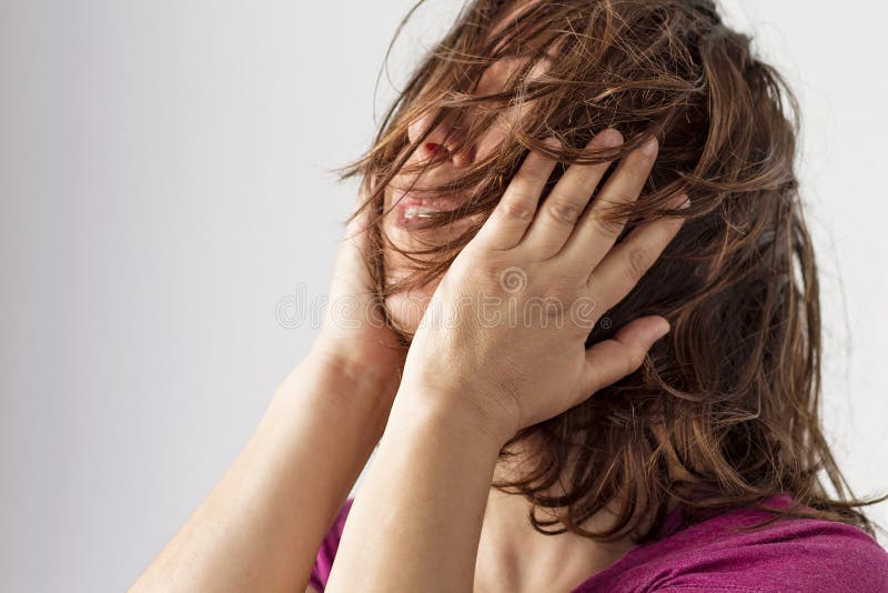 A disturbed woman stock photo. Image of gesture, difficulties - 185525976