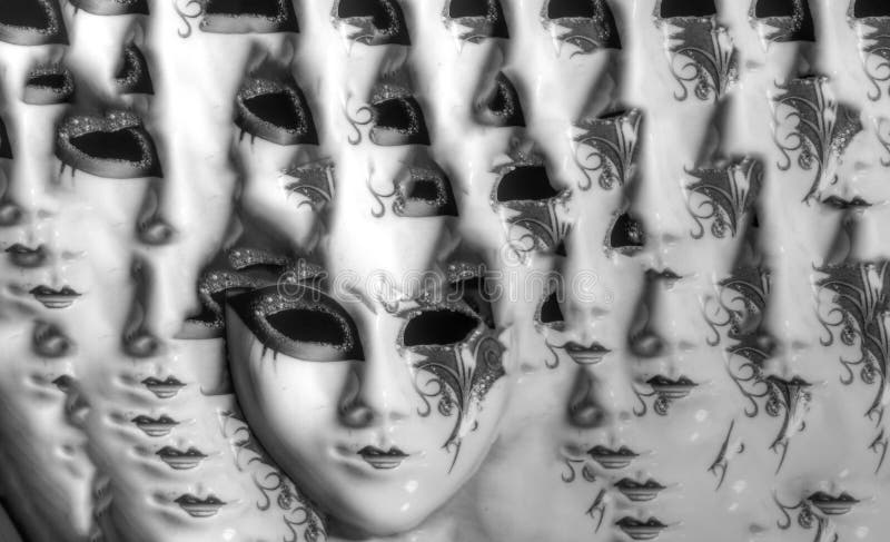 A Disturbing Background of White Porcelain Masks Stock Illustration ...