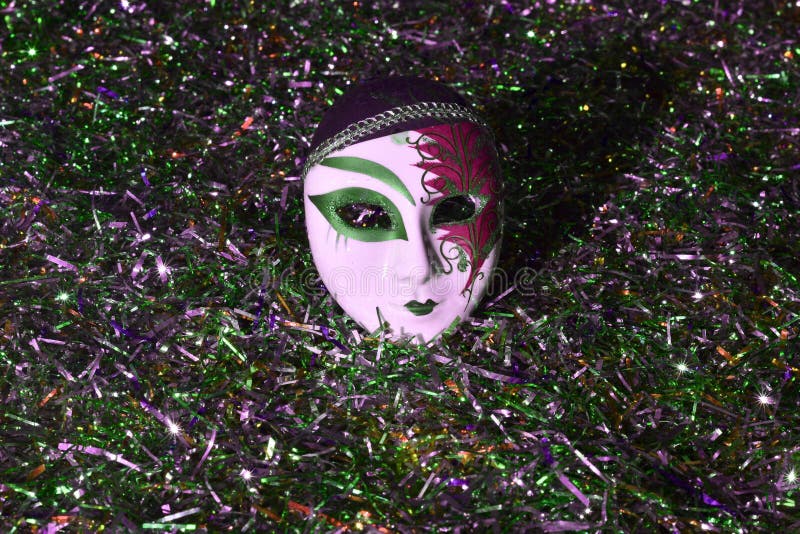 A Mask on a Background of Bright Streamers Stock Image - Image of ...