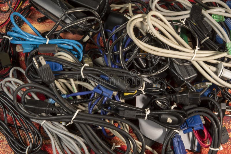 Disused Stack of Old Computer Cables Stock Image - Image of plastic ...