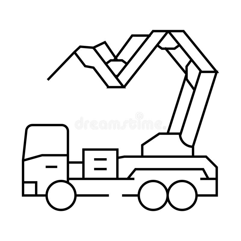 Ditch Digger Civil Engineer Line Icon Vector Illustration Stock Vector ...