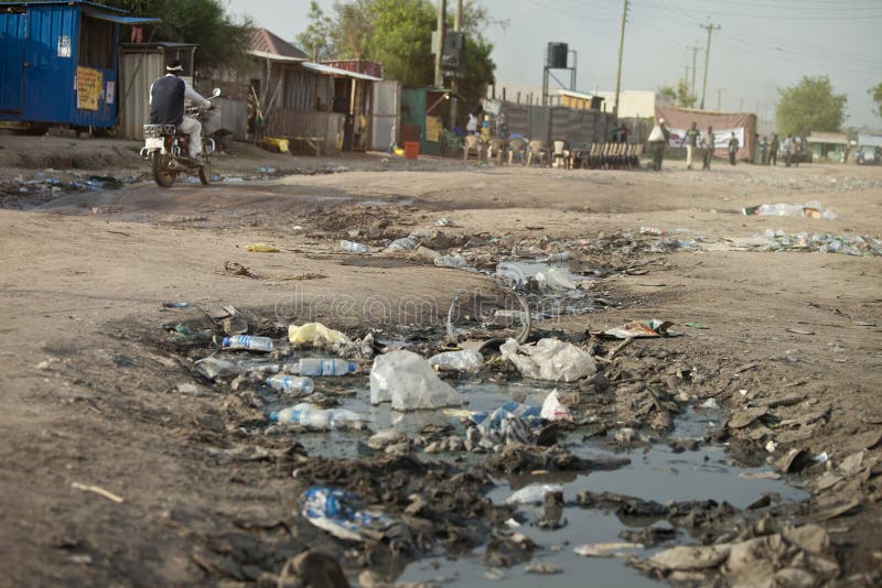 Slum housing in Juba stock photo. Image of roof, pollution - 19947554
