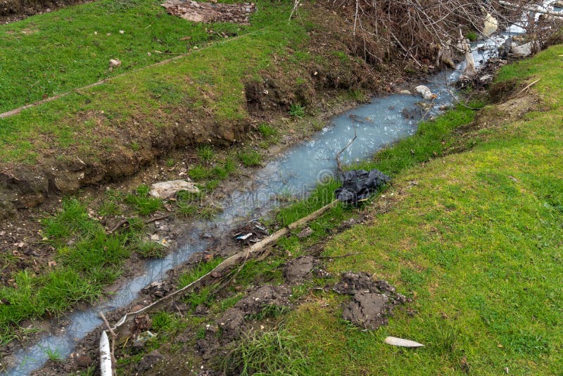 Ditch with sewage stock image. Image of nature, environmental - 139280449