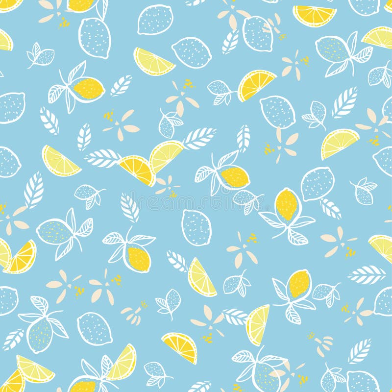 Ditsy Floral Summer Lemon Repeating Pattern. Stock Vector ...