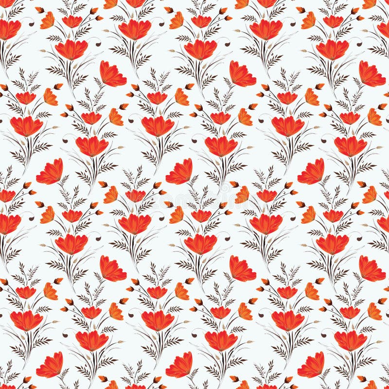 Ditsy Print or Seamless Pattern Background Decorated with Red Fl Stock ...