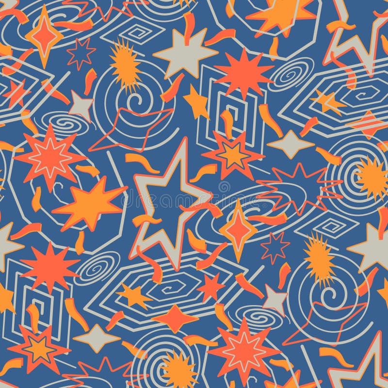 Ditsy Stars and Spiral Shapes Stock Illustration - Illustration of ...