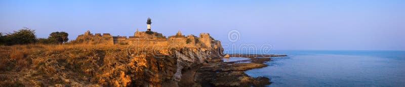 Diu fort at sunset stock image. Image of india, fort - 69485337