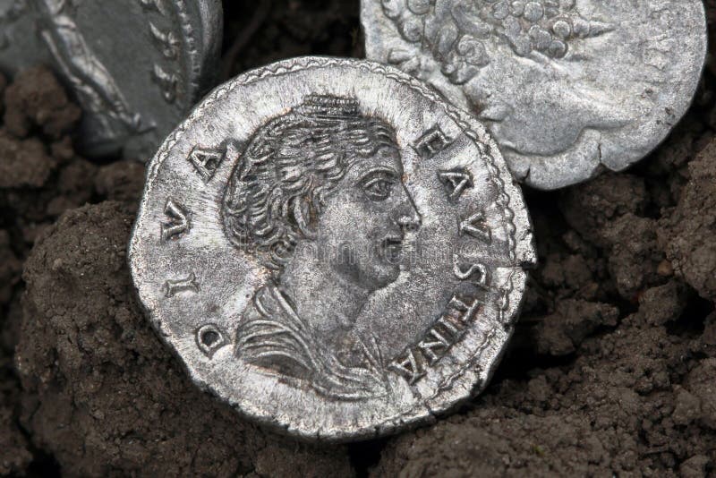 Diva Faustina roman coin stock image. Image of archeology - 97820163