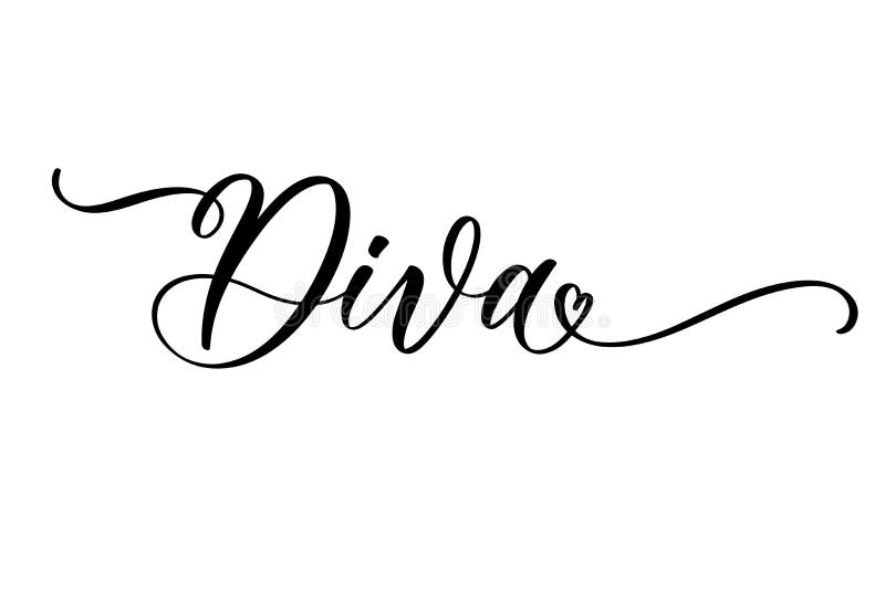 Diva Hand Drawn Calligraphy Inscription Vector. Stock Vector ...
