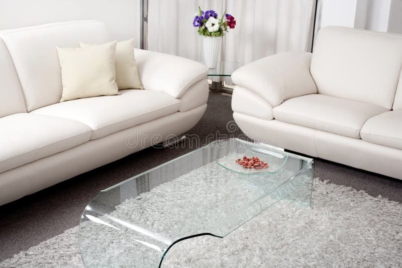 Divan Moderne De Cuir Blanc Image stock - Image du confortable ...
