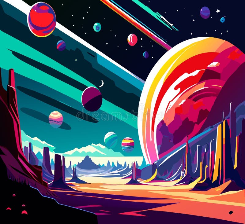 Galactic Marvel: Vector Planets and Sci-Fi Wonders! Stock Illustration ...