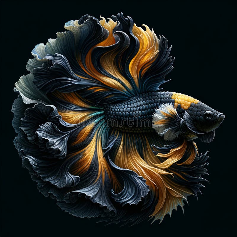 Close Up on Beta Fish on Dark Background, AI Generated Stock ...