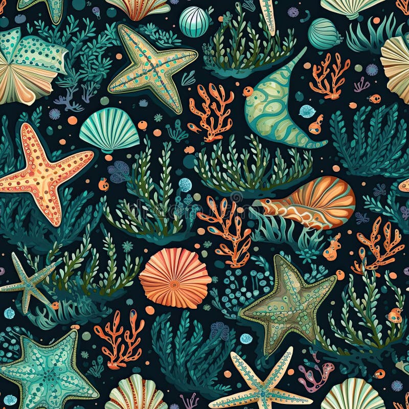 Dive into the Beauty of the Sea with Patterns Seamless Pattern Stock ...
